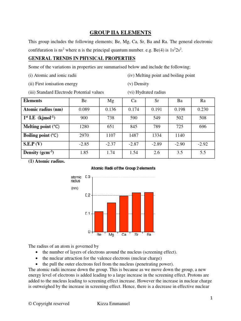 GROUP_IIA_ELEMENTS | PDF | Ionic Bonding | Ion