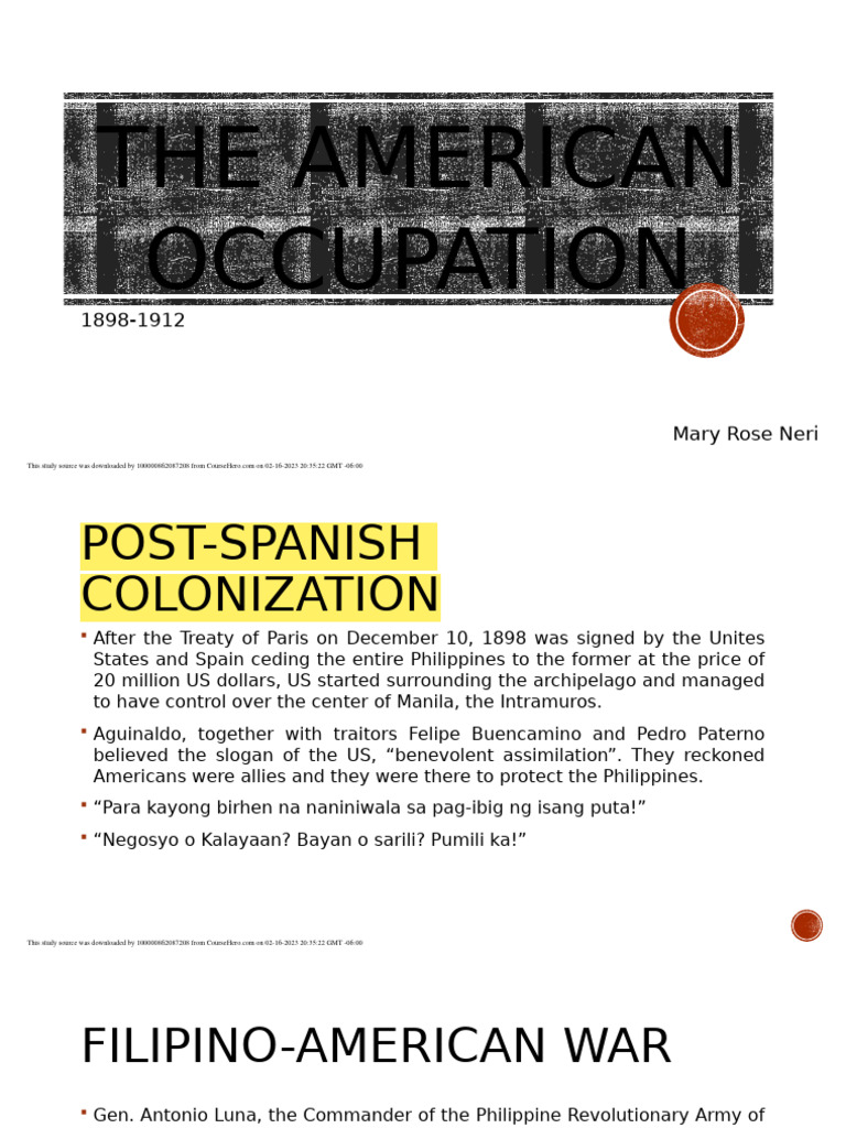 American Occupation of the Philippines | PDF | Imperialism | Philippines