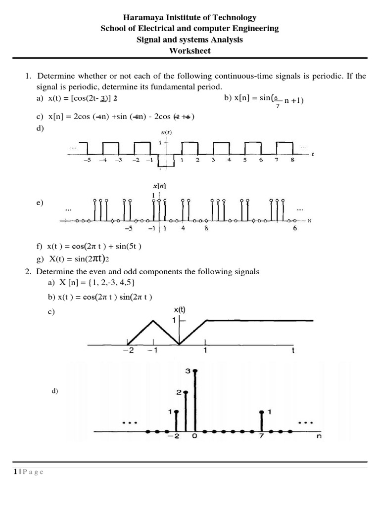 Haramaya Inistitute of Technology School of Electrical and Computer Engineering Signal and ...