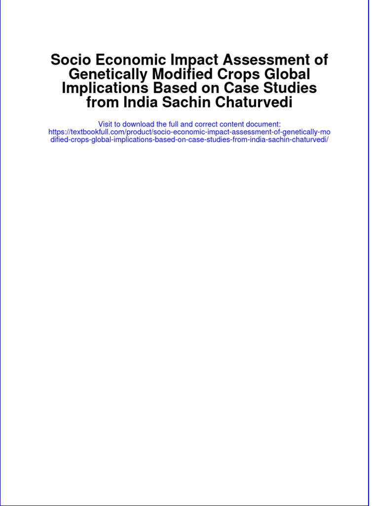 Socio Economic Impact Assessment of Genetically Modified Crops Global Implications Based On Case ...