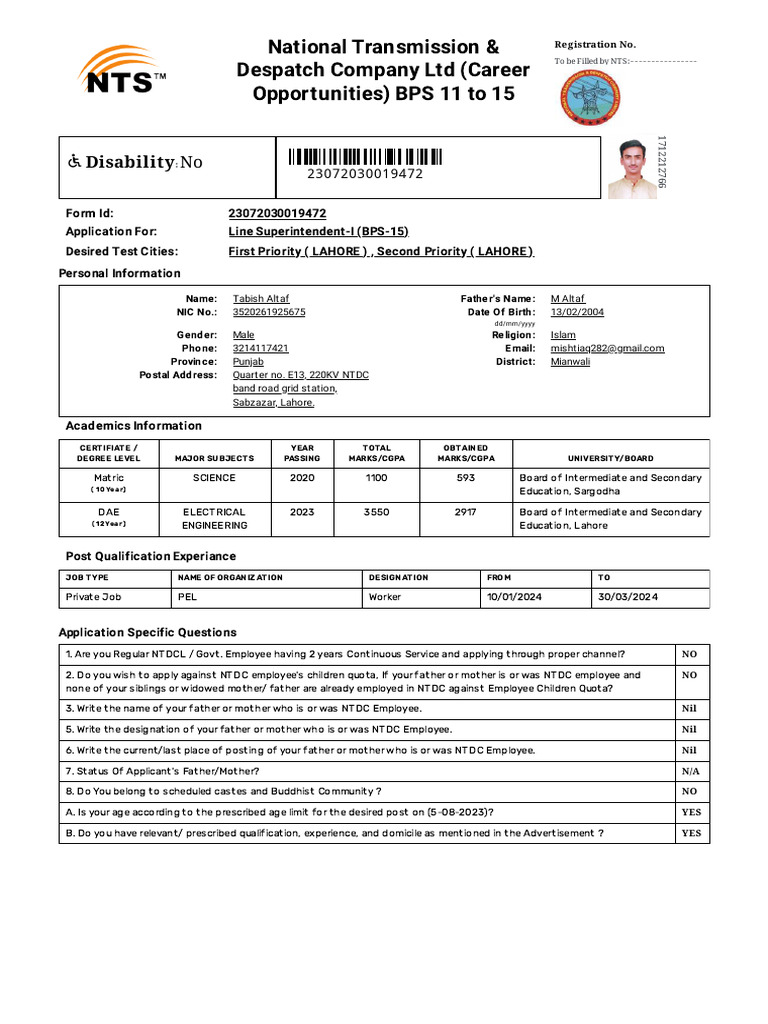NTS - Candidate (Portal) | PDF