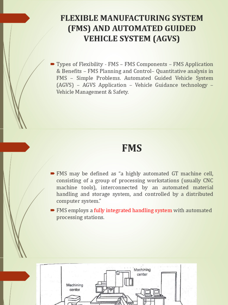 Flexible Manufacturing System (FMS) and Automated Guided Vehicle System ...