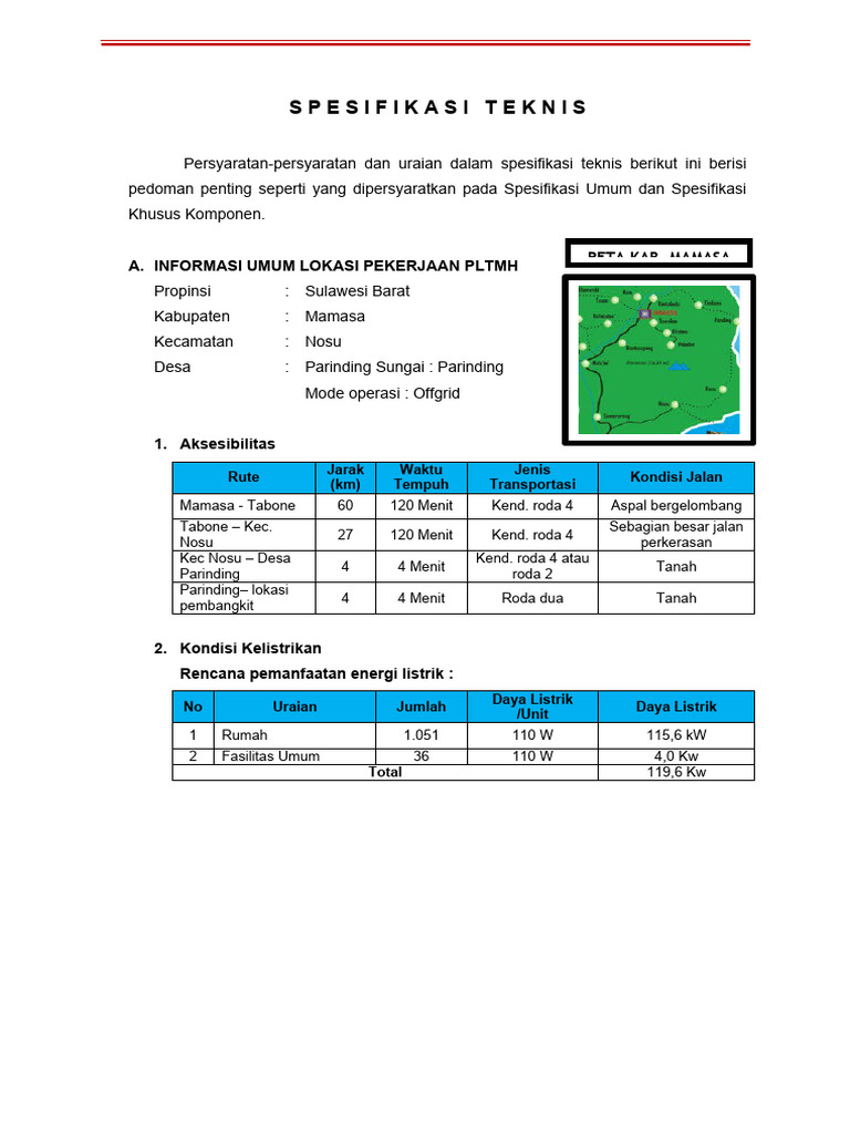 Spesifikasi Teknis PLTMH | PDF