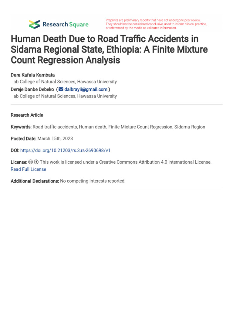 Sidama Road Traffic Death Analysis | PDF | Poisson Distribution ...