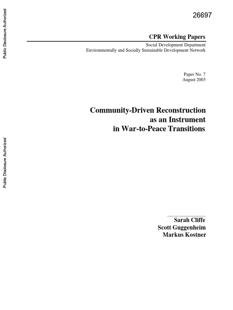 World Bank Document - Community-Driven Reconstruction | Download Free ...
