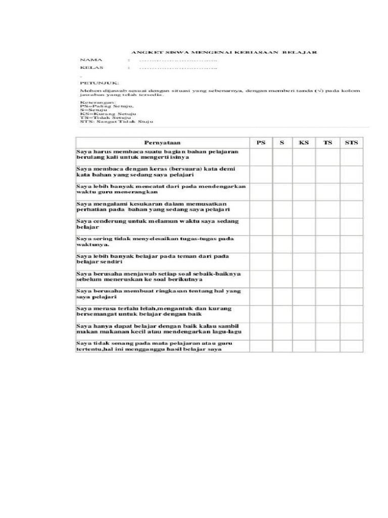 Angket Gaya Belajar | PDF