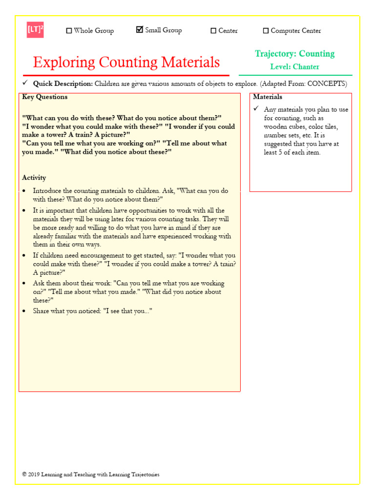 Exploring Counting Materials | PDF | Language Arts & Discipline