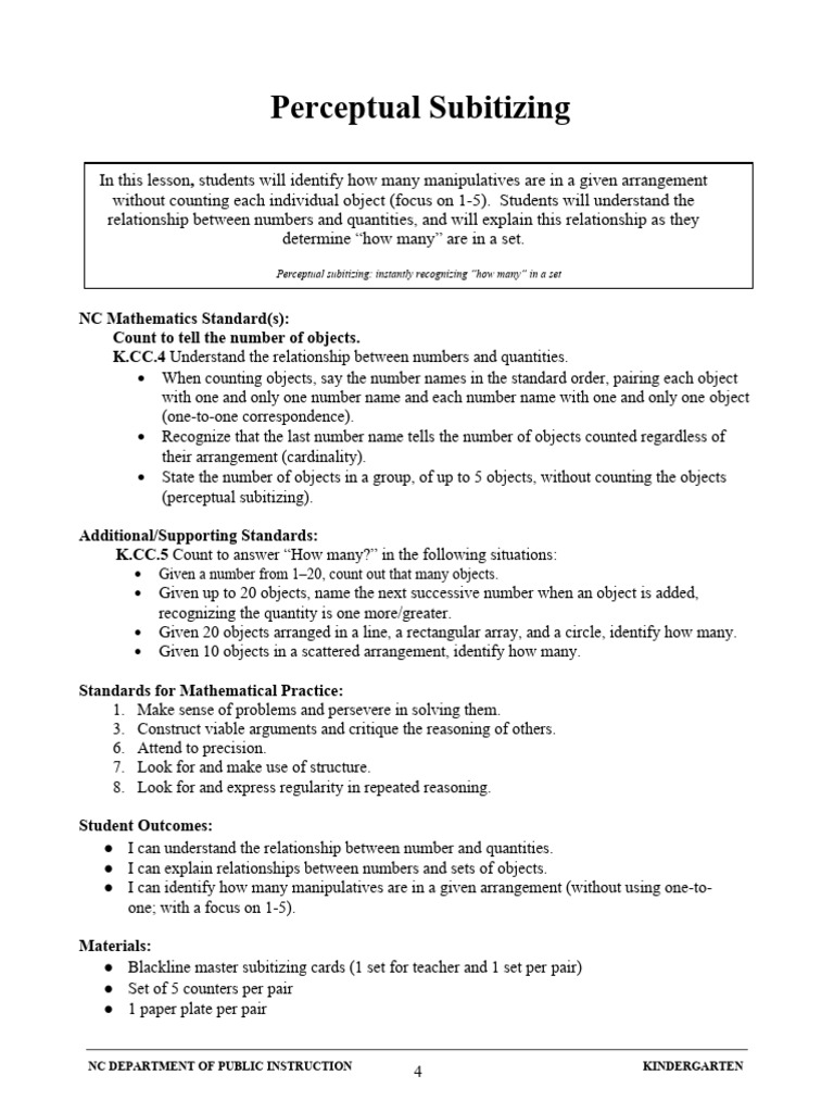 c2cc4 Perceptual Subitizing | PDF | Numbers | Fluency