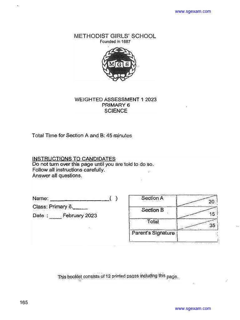 2023-P6-Science-Weighted Assessment 1-MGS | PDF | Potential Energy | Nature
