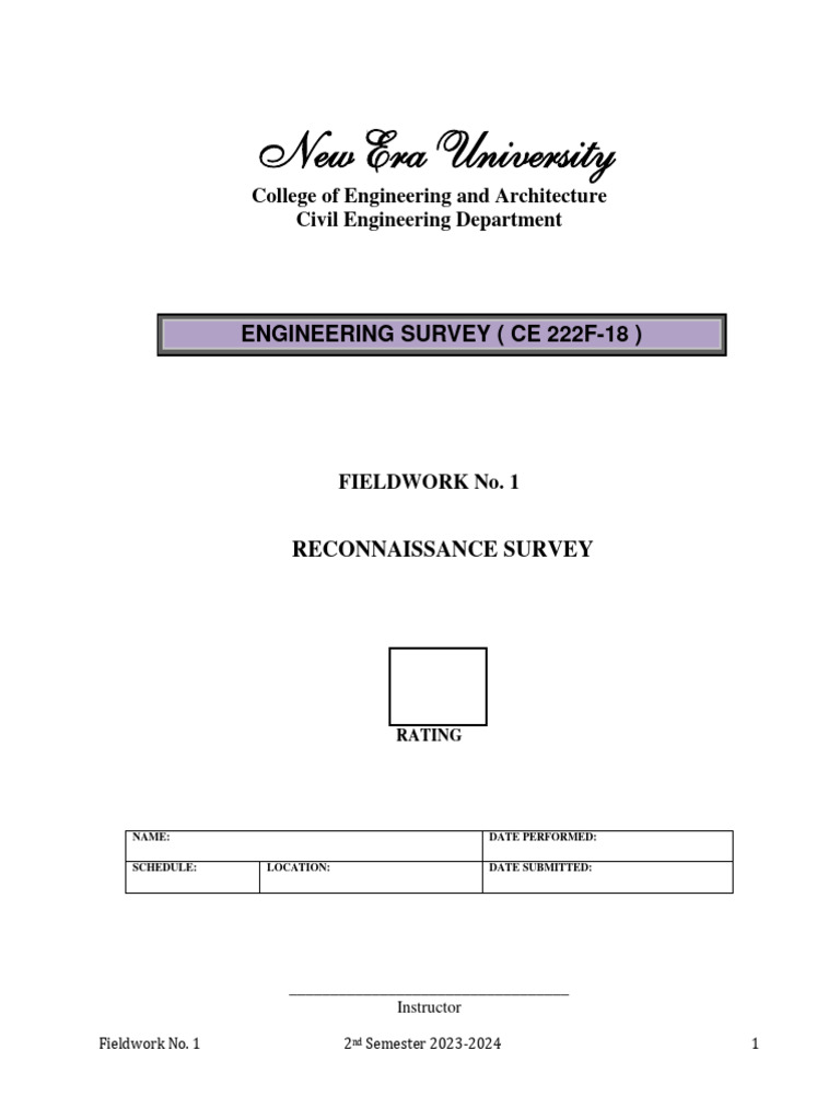 1 CE222F 18 Fieldworks 1 Reconnaissance Survey 2CE Free | PDF ...
