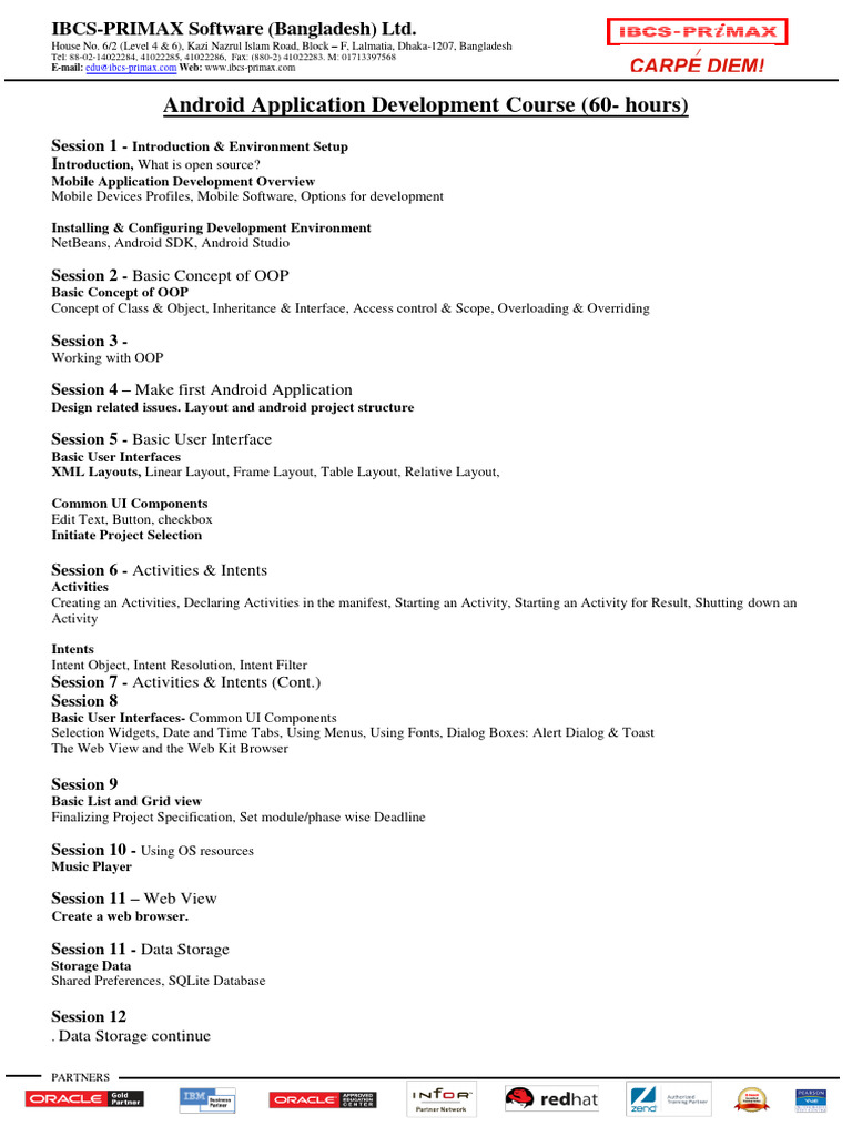 Android Course Outline 2022 Pdf Android Operating System Application Software