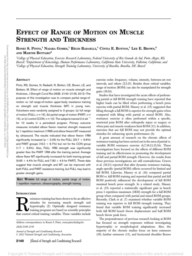 Effect of Range of Motion On Muscle Strength And.17 | PDF | Strength ...
