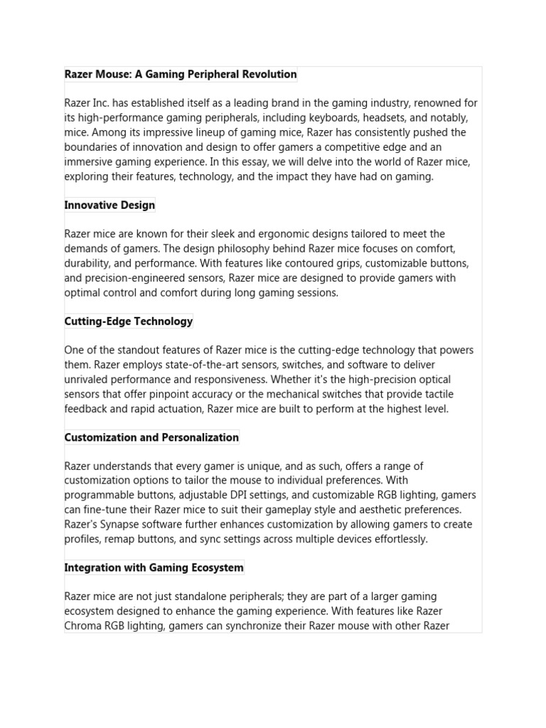 Razer Mice | PDF | Human–Computer Interaction | Computing