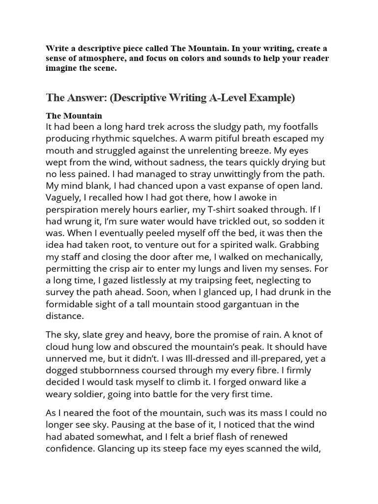 Descriptive Mountain Scene Analysis | PDF | General Fiction