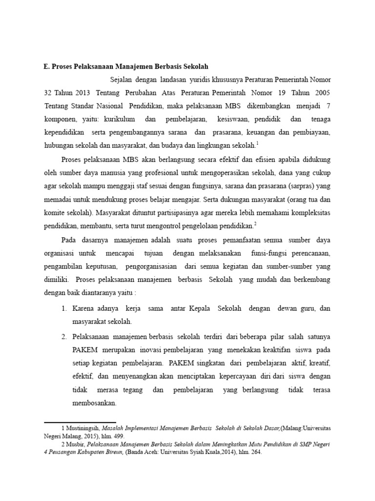 Proses Pelaksanaan Mbs | PDF