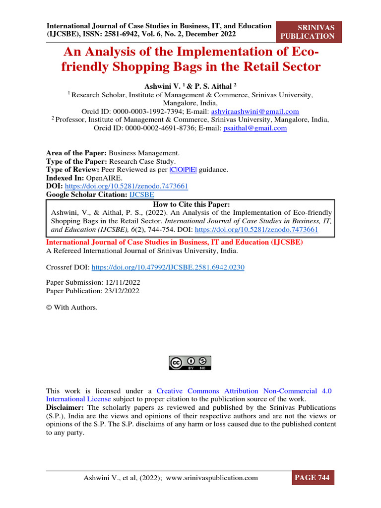 An Analysis of The Implementation of Eco-Friendly Shopping Bags | PDF ...