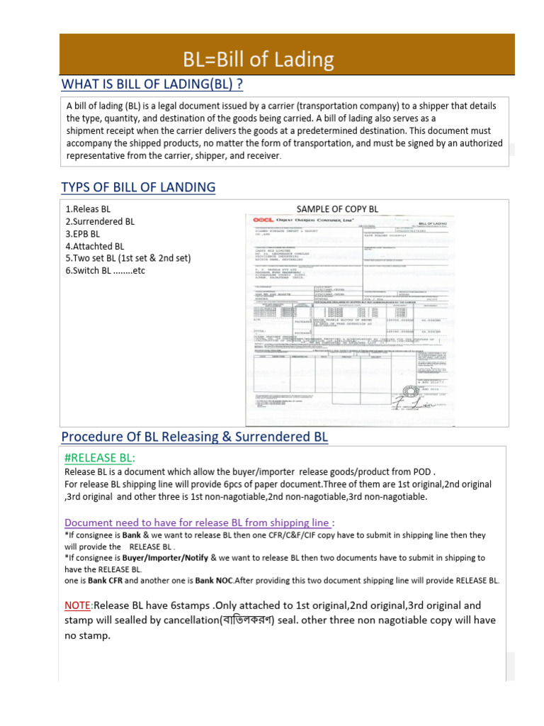 BL=Bill of Lading - english | PDF | Bill Of Lading | Cargo