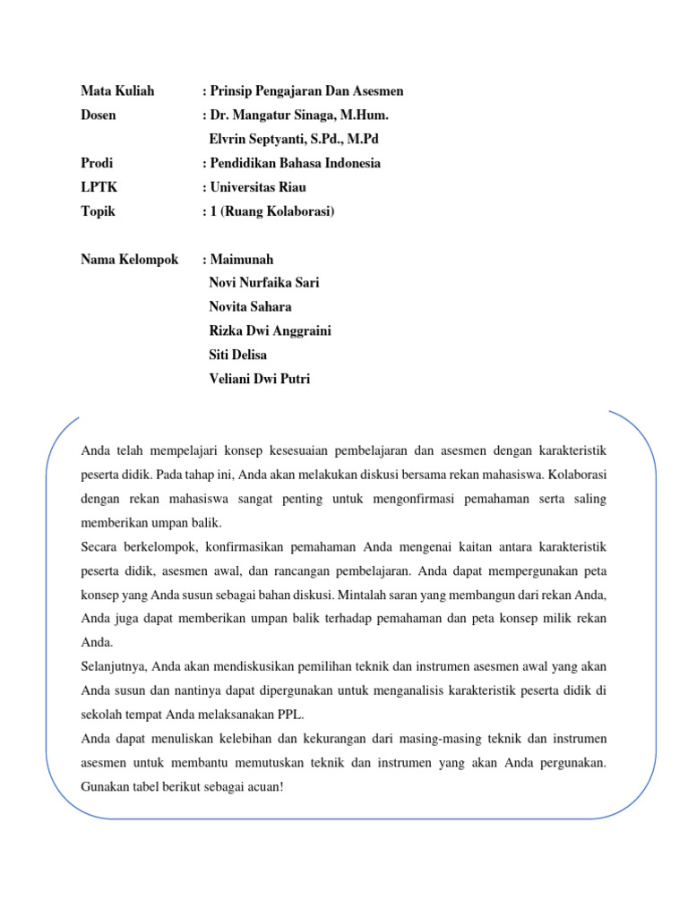T1 Ppa Ruang Kolaborasi Kel 3 Veliani Dwi Putri Pdf 