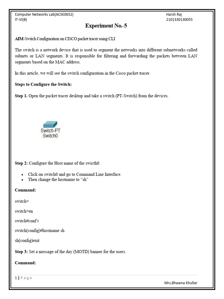 CN Exp 5 | PDF | Computer Network | Network Switch