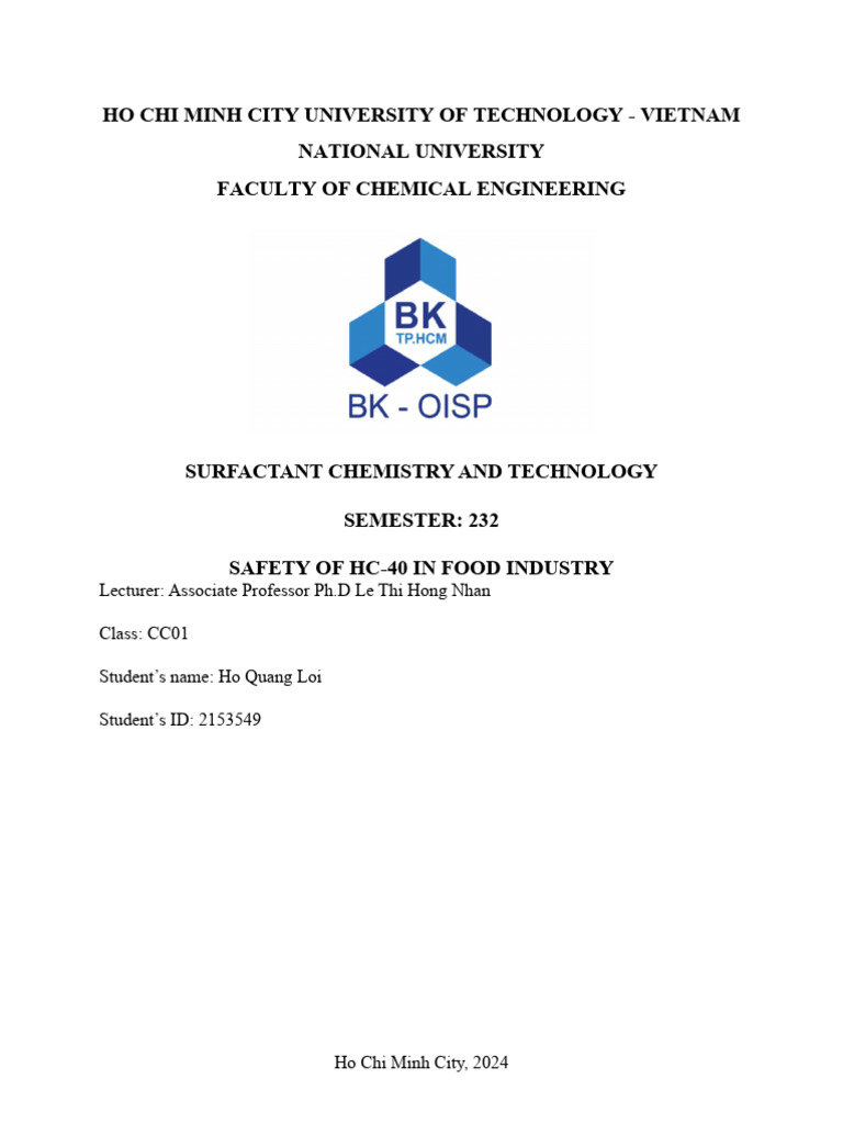 BTL2 2153549 Ho Quang Loi | PDF | Liquids | Surfactant