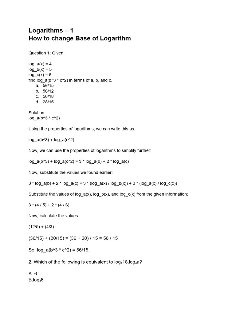 Change of Base | PDF | Mathematics | Mathematical Analysis