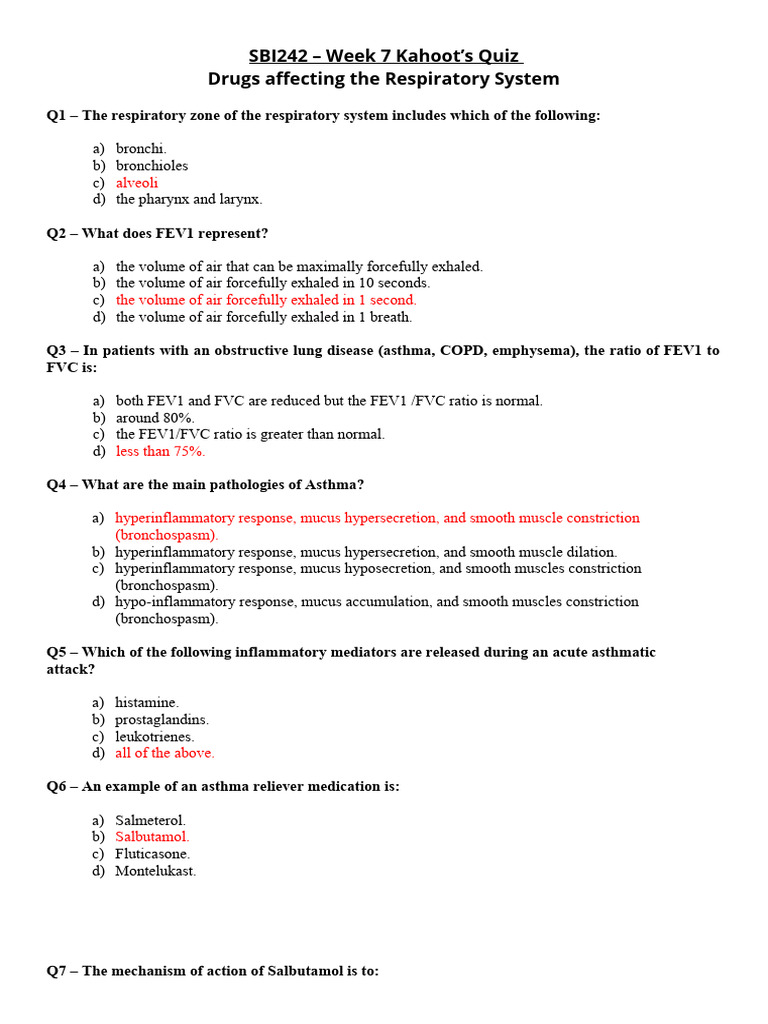 SBI242 - Week 7 Kahoot's Quiz | PDF | Respiratory Tract | Chronic ...