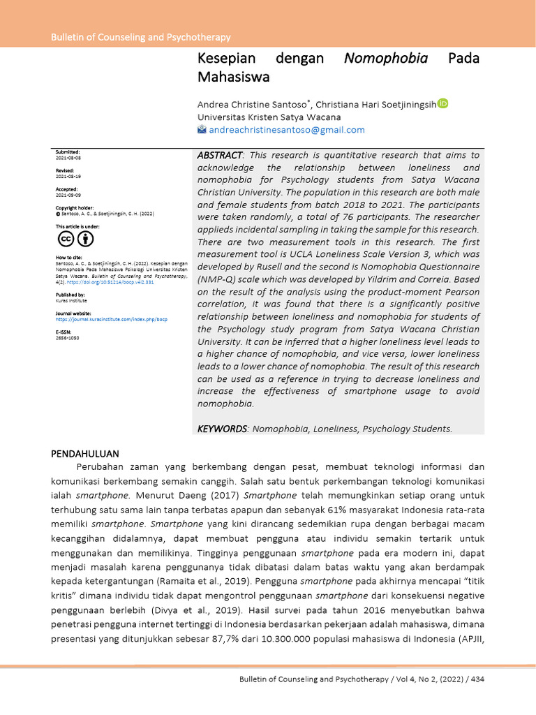 Kesepian Dengan Nomophobia | PDF | Sains & Matematika