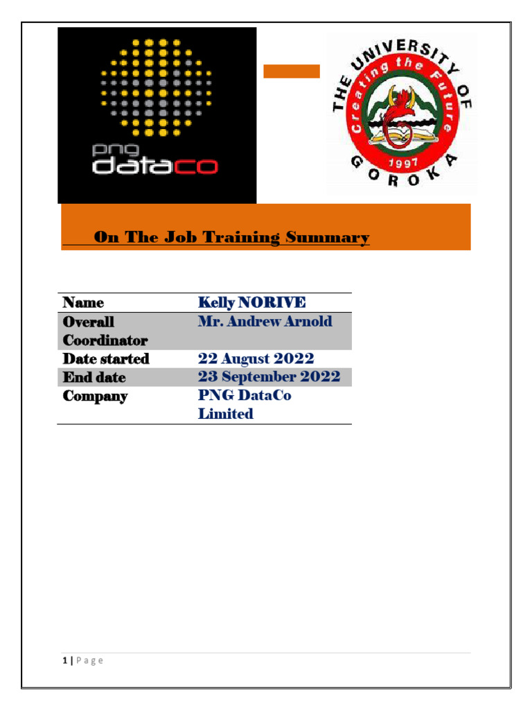 On The Job Training Summary Edited | PDF | Information Technology | Computer Engineering