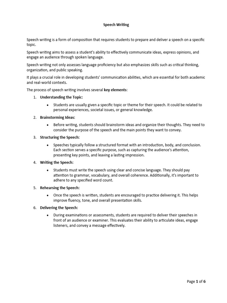 Notes - Speech Writing (Updated) | PDF | Speech | Fluency