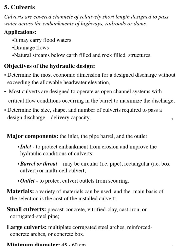 Hydraulic Structures-Culverts | PDF | Dam | Chemical Engineering