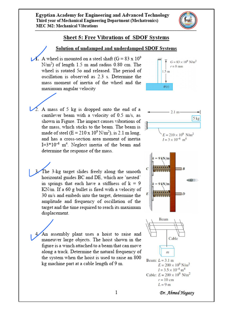 Sheet (5) | PDF | Damping | Mechanics