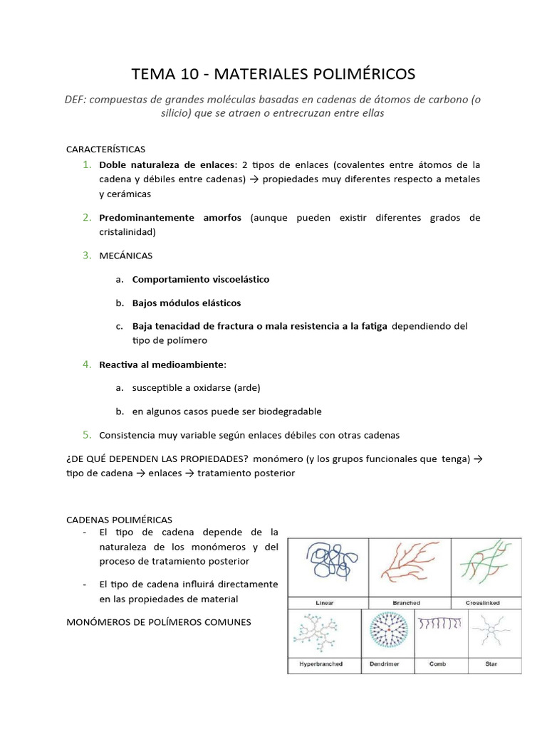 Características y Tipos de Materiales Poliméricos | PDF | Polímeros ...