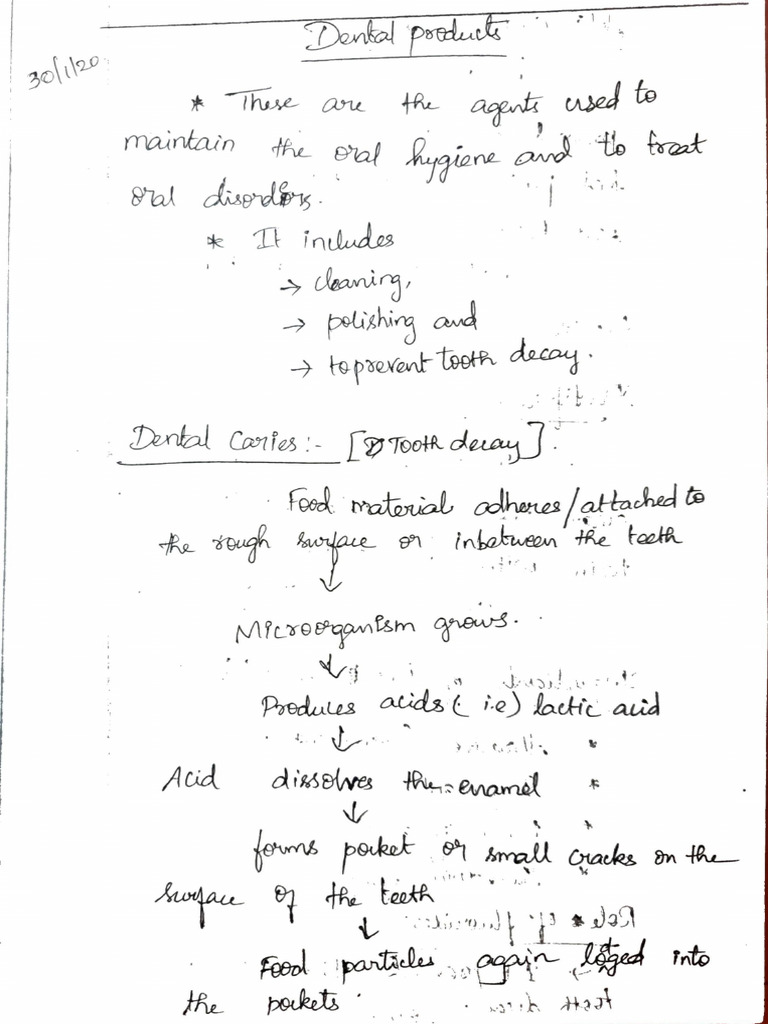 IOC NOTES UNIT 2 Part 3 Dental Products | PDF