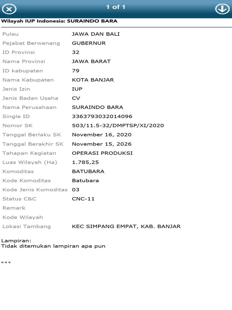 Peta IUP Minerba Suraindo Bara | PDF