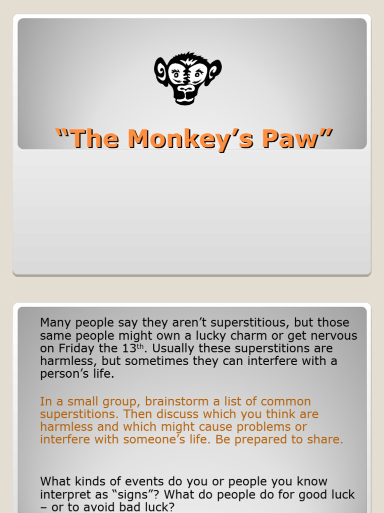 "The Monkey's Paw" Superstition Analysis | PDF | Luck | Amulet