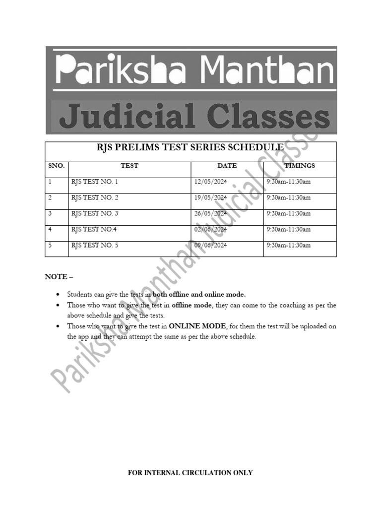 RJS Prelims Test Serie | PDF