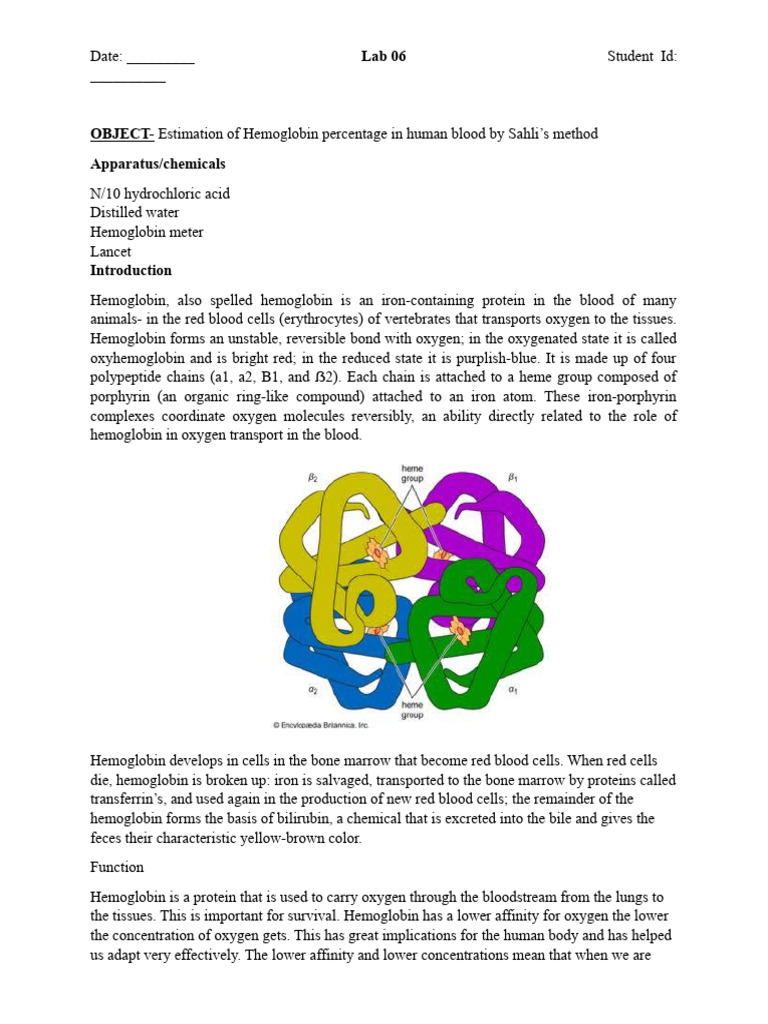 PH Lab6 | PDF | Hemoglobin | Blood