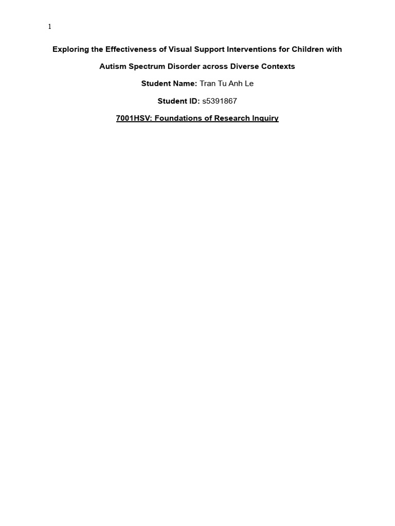 7001 Final Part 1 | PDF | Autism Spectrum | Behavioural Sciences