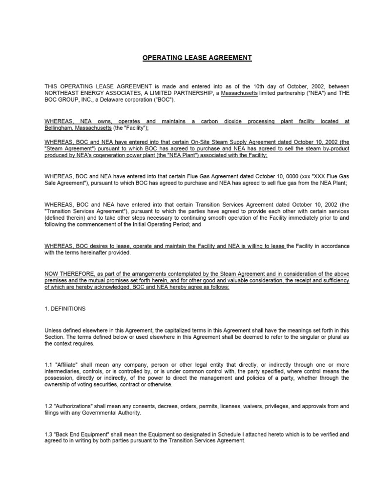 Operating Lease Agreement | Download Free PDF | Indemnity | Eminent Domain