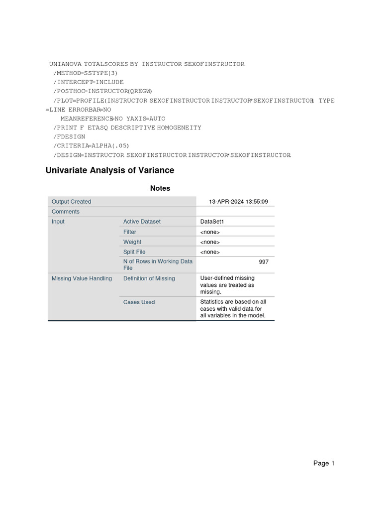 2 Way Anova Instructor And Sex Pdf Errors And Residuals Coefficient Of Determination