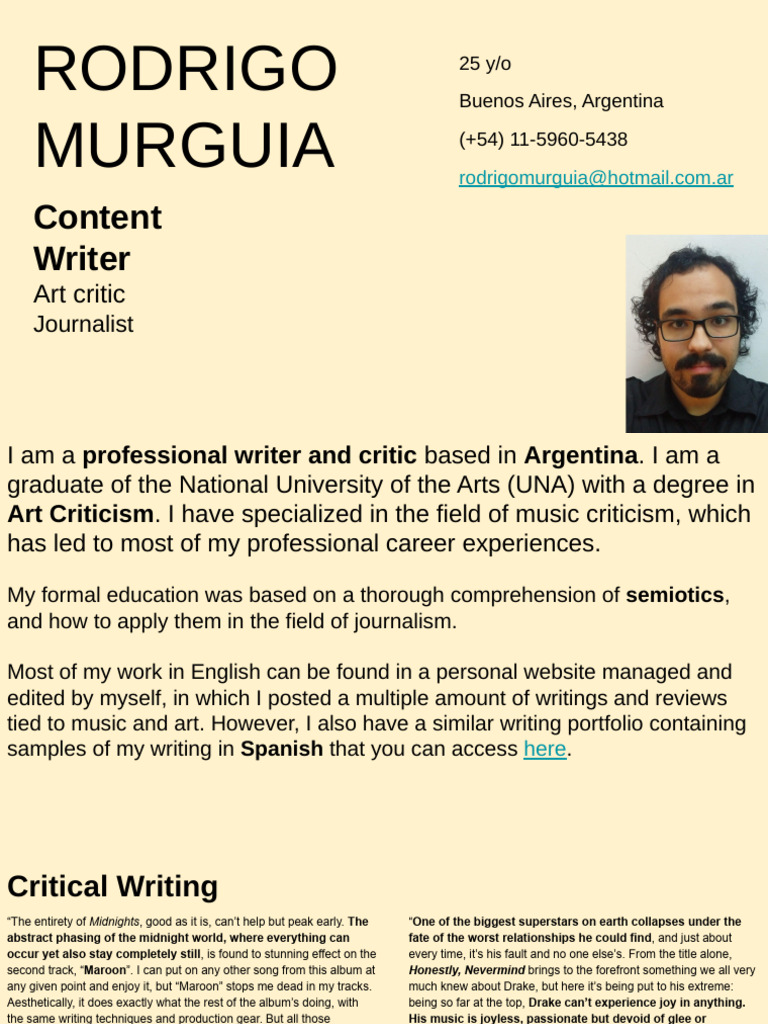 Writing Portfolio Rodrigo Murguia | PDF