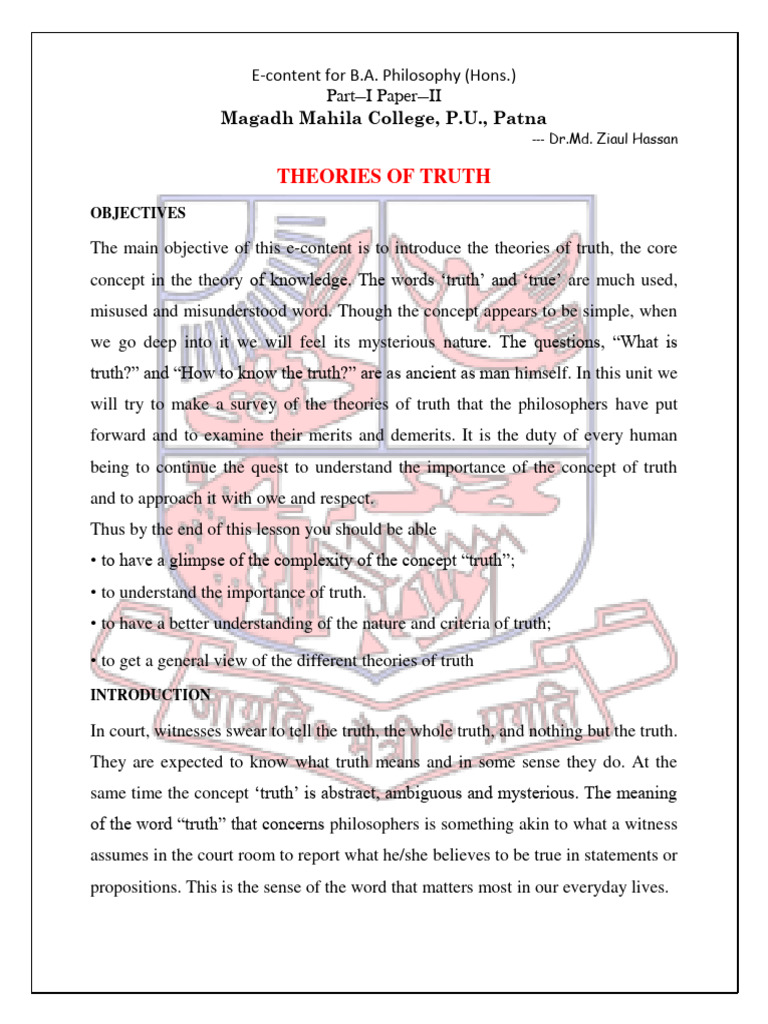3.theories of Truth | PDF | Truth | Knowledge
