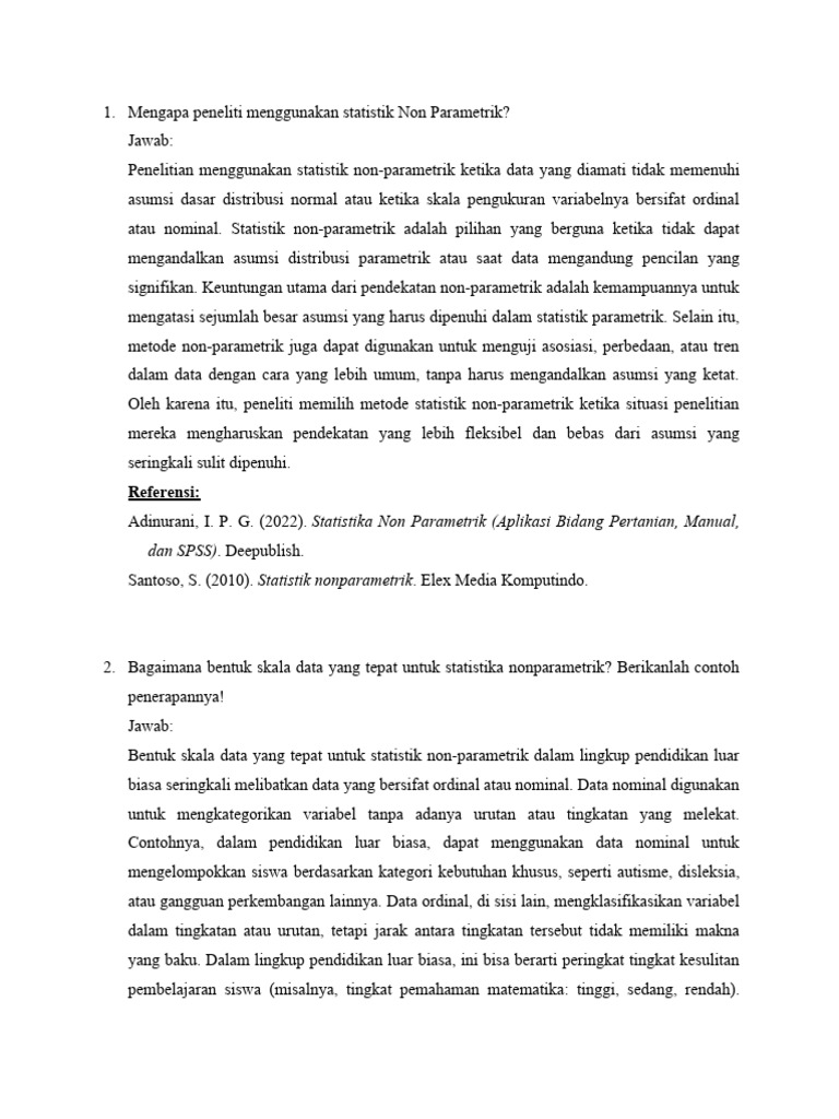 Statistika Non Parametrik | PDF