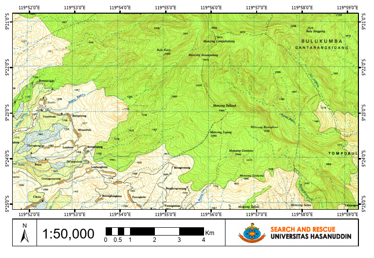 Salinan PETA GUNUNG LOMPOBATTANG SAR UNHAS-1 | PDF