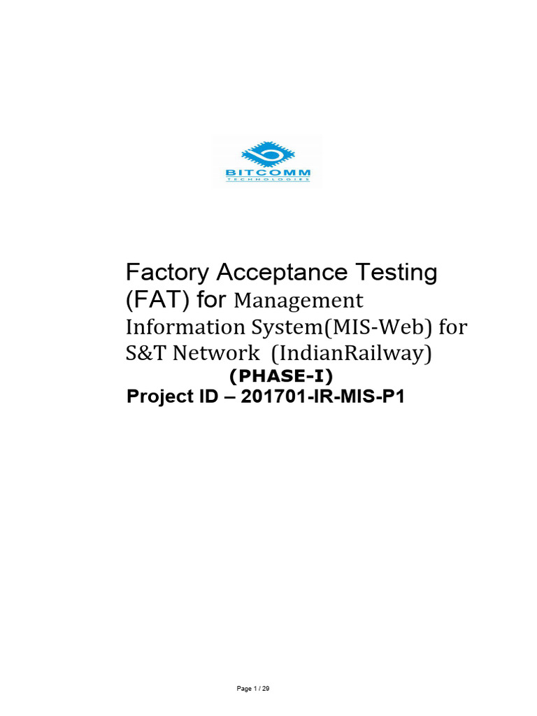 BTPL IR MIS P1 PIVV FAT Web V1.0 | PDF | Management Information System | Specification ...