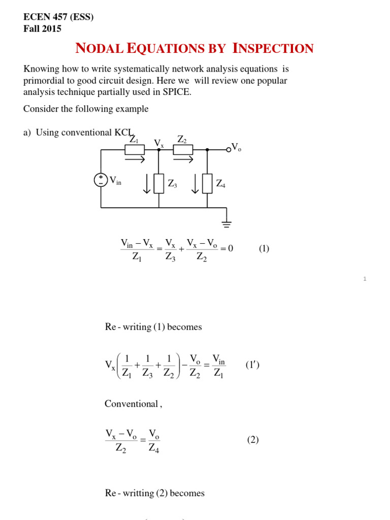457 Nodal Analysis 2015 | PDF | Algebra | Electrical Engineering