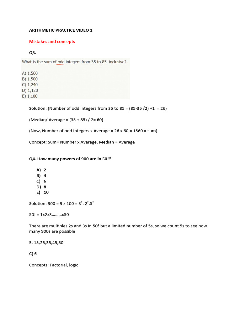 Arithmetic Practice Videos | PDF | Odds | Numbers