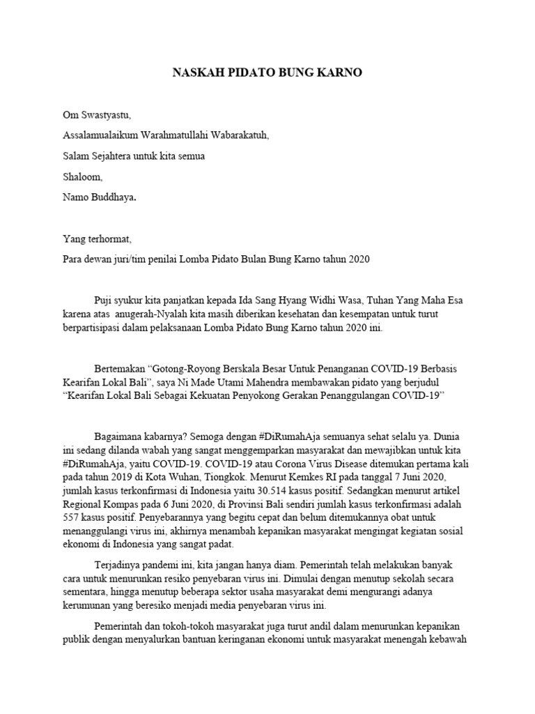 Naskah Pidato Bung Karno (Ni Made Utami Mahendra) | PDF