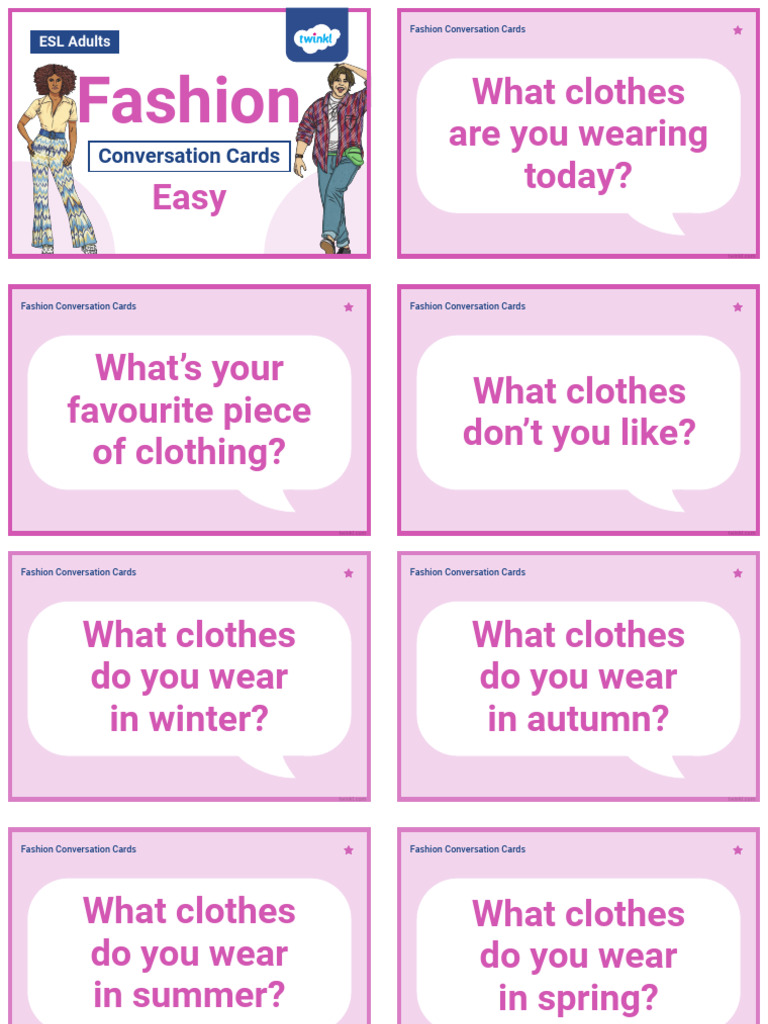 T e 1684781556 Esl Fashion Conversation Cards Adults A2 b2 - Ver - 1 ...