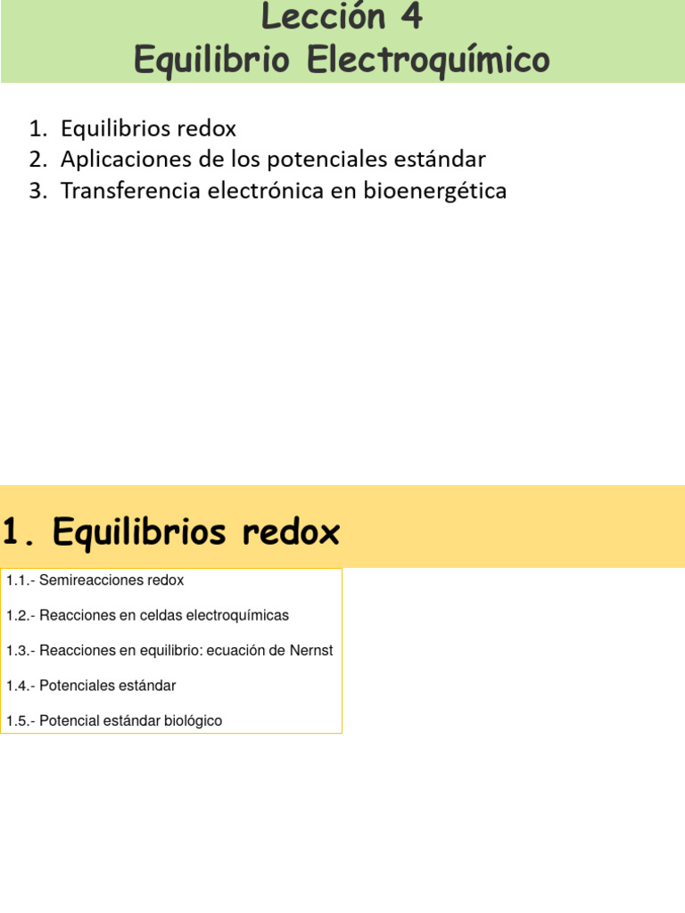 Tema 4 Equilibrio Electroquimico, 2021-22 | PDF | Redox | Nicotinamida adenina dinucleótida